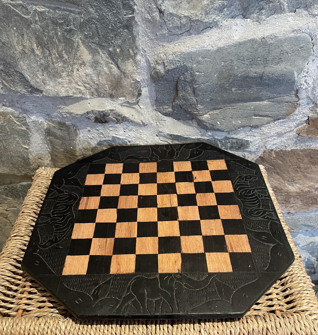 Wooden Octagonal Chess Board 8 Inch African Hand Carved - Etsy