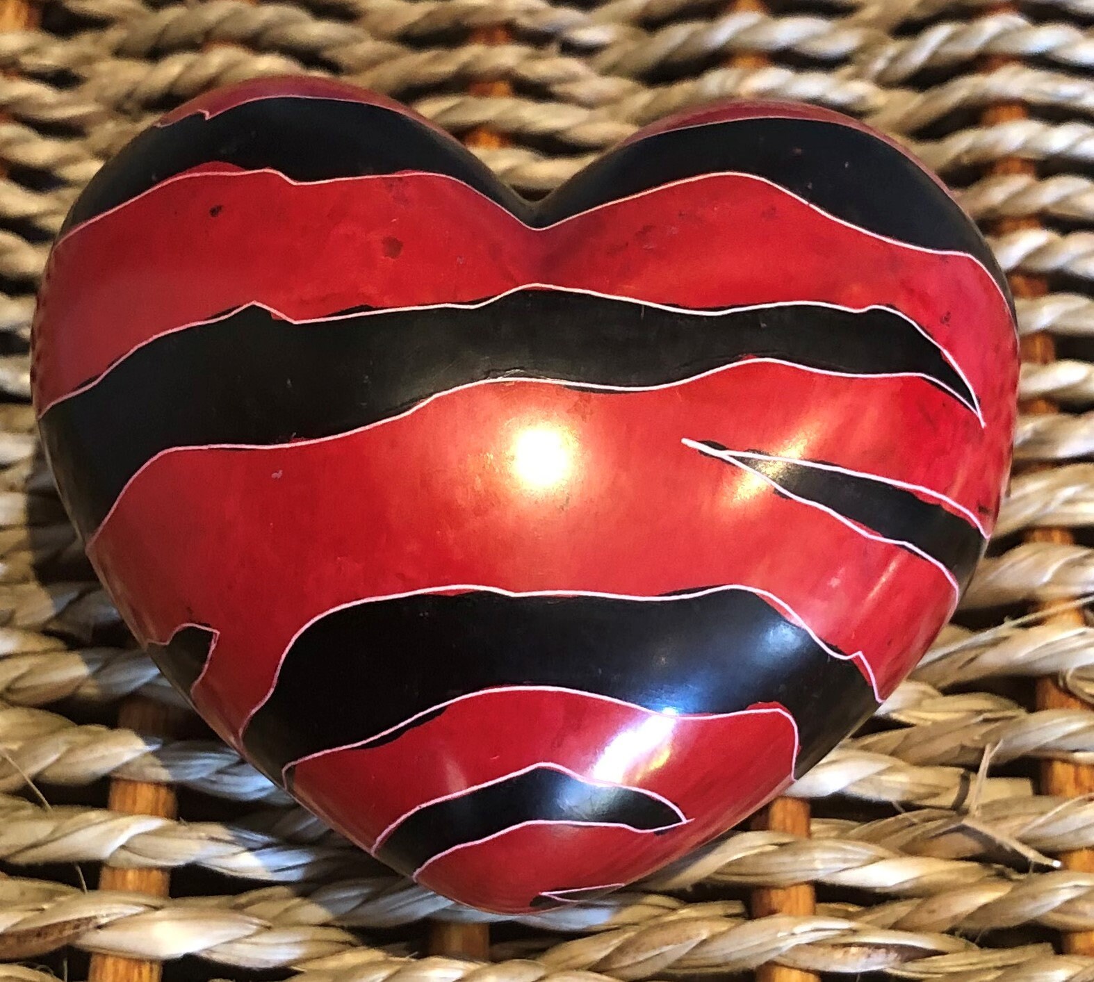 Solid Red Hand Carved and Painted Soapstone Loveheart | Etsy
