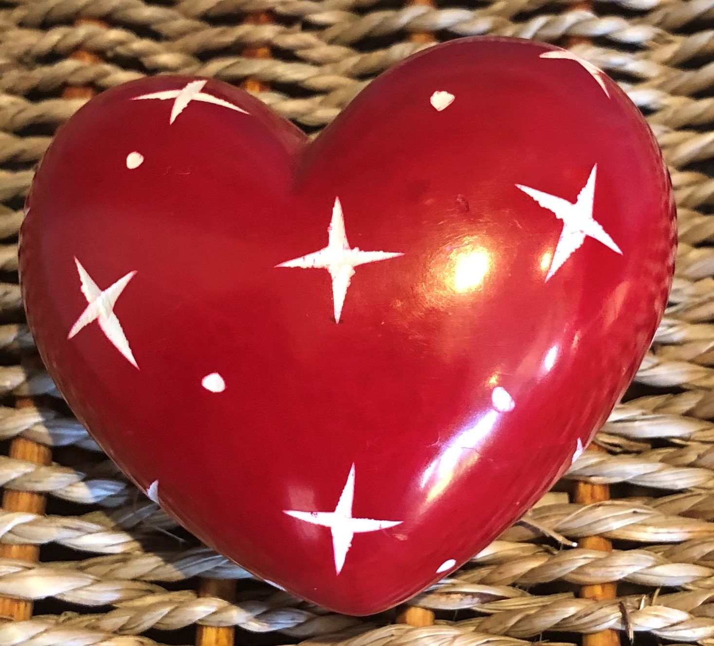 Solid Red Hand Carved and Painted Soapstone Loveheart | Etsy