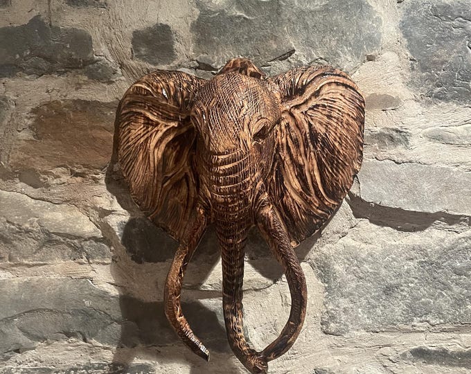 Elephant Wall Mask - Hanging Wooden Hand Carved Art Fair Trade Hand ...