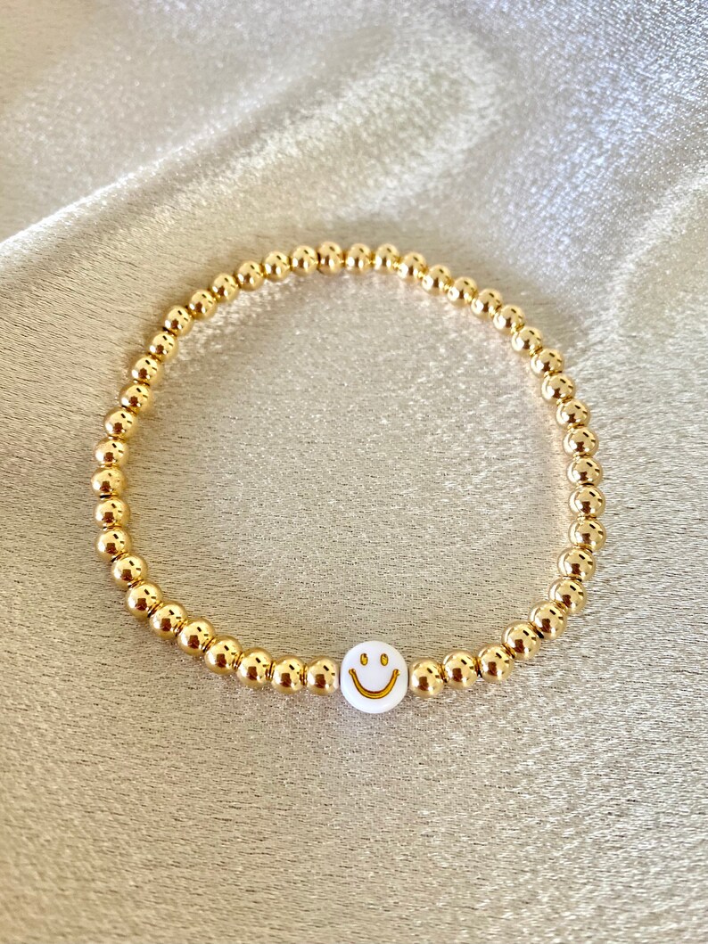 Smiley Face Gold Bead & Smiley Face Bracelet - Etsy