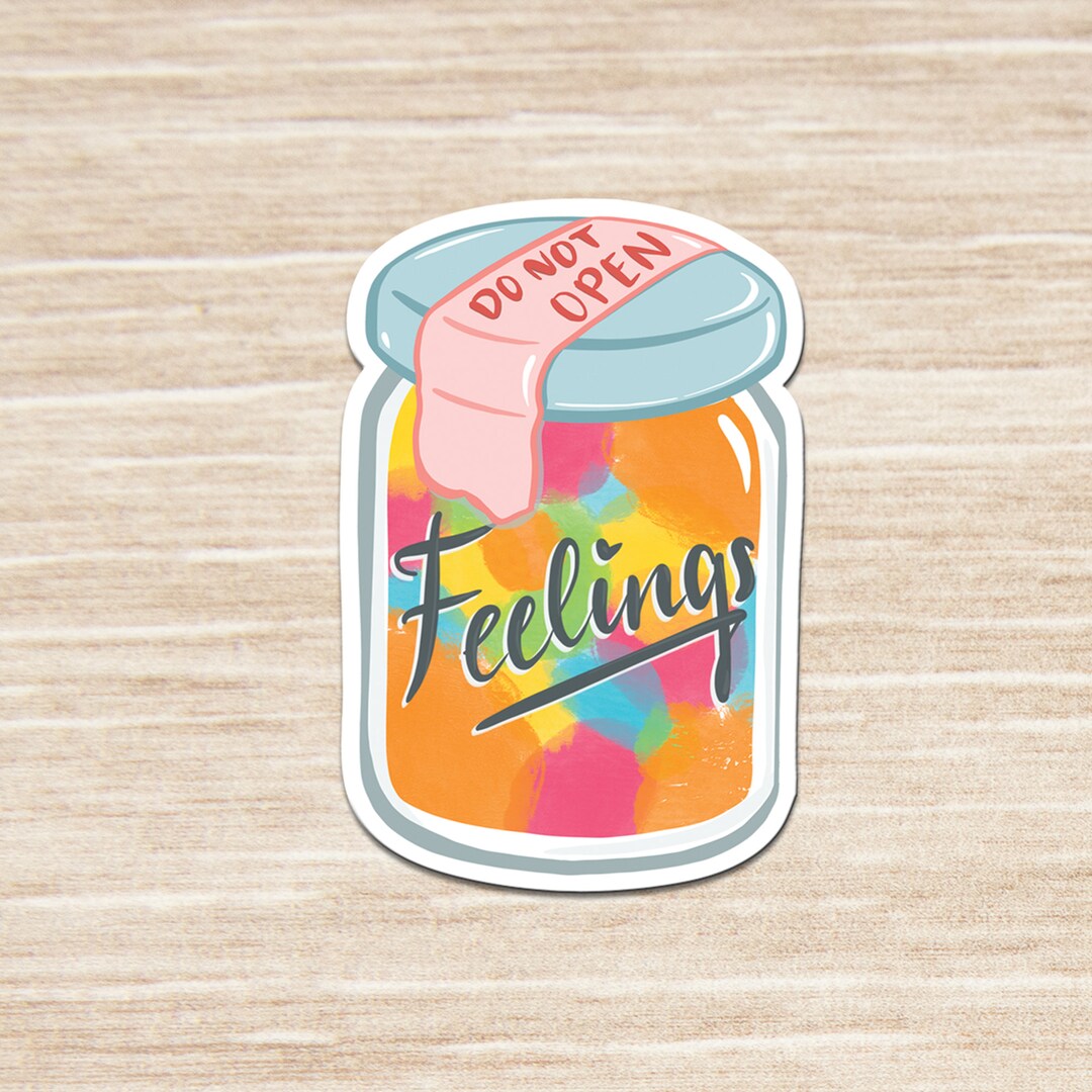 Jar of Feelings - Die-cut Matte Sticker, Typography, Quote, Waterproof ...