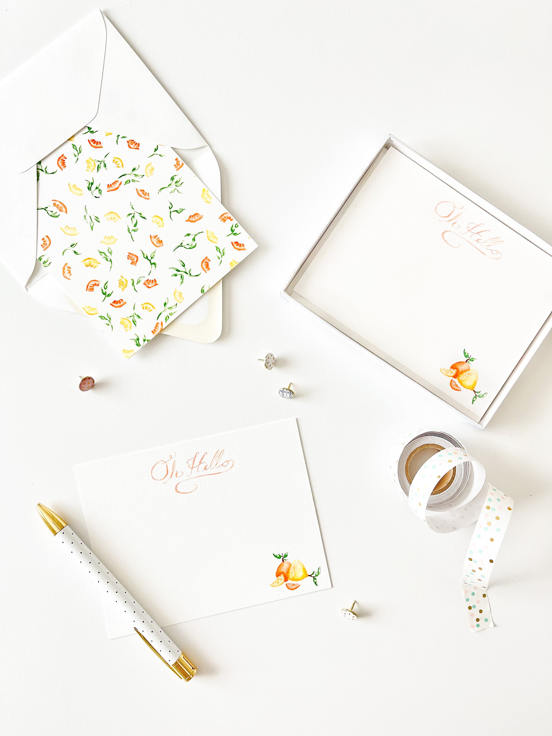 Boxed Stationery Set Notecards Set Citrus Theme Notecards - Etsy Singapore
