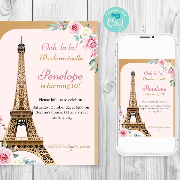 Eiffel Tower Electronic Invitation - Etsy