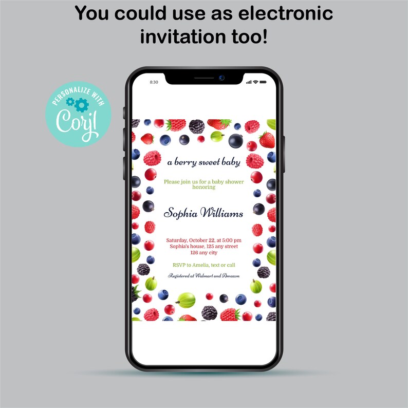 Editable Berry Sweet Baby Shower Invitation Berry Mix Baby - Etsy