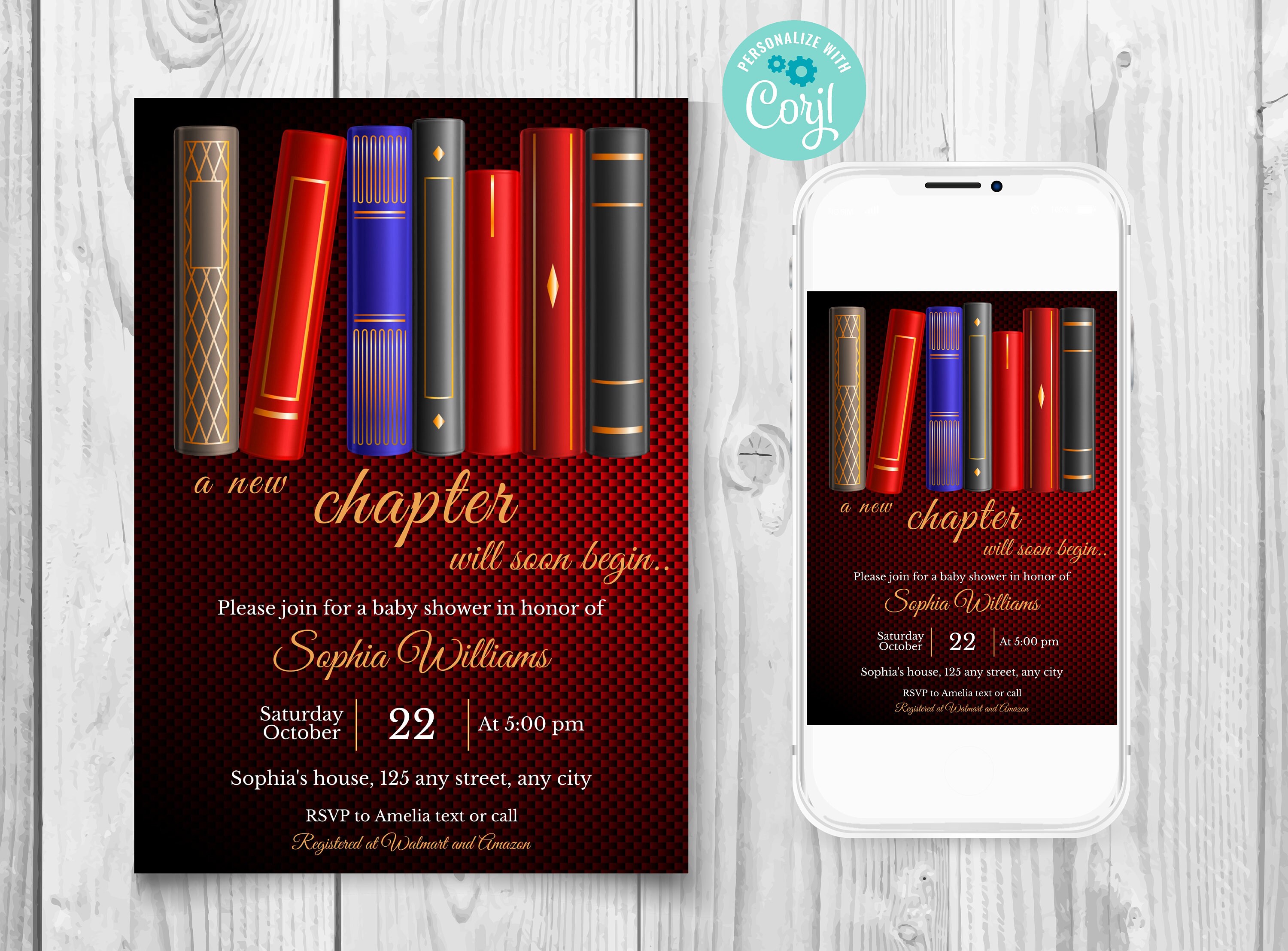 Editable New Chapter Baby Shower Invitation, Electronic Storybook ...