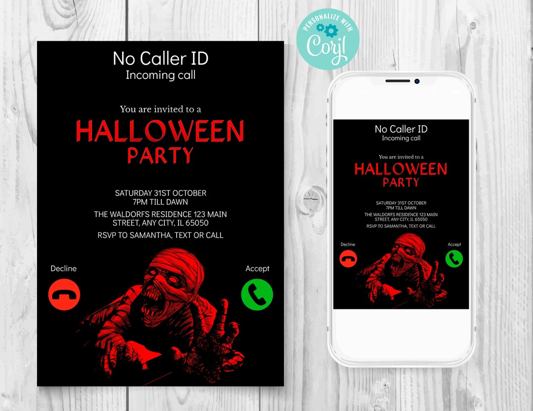 Incoming Call Halloween Party Invitation, Halloween Mobile Phone Party ...