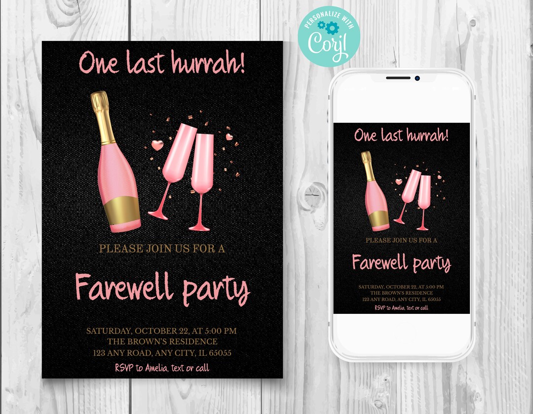 Editable Delicate Farewell Party Invitation, Hurrah We're Moving ...