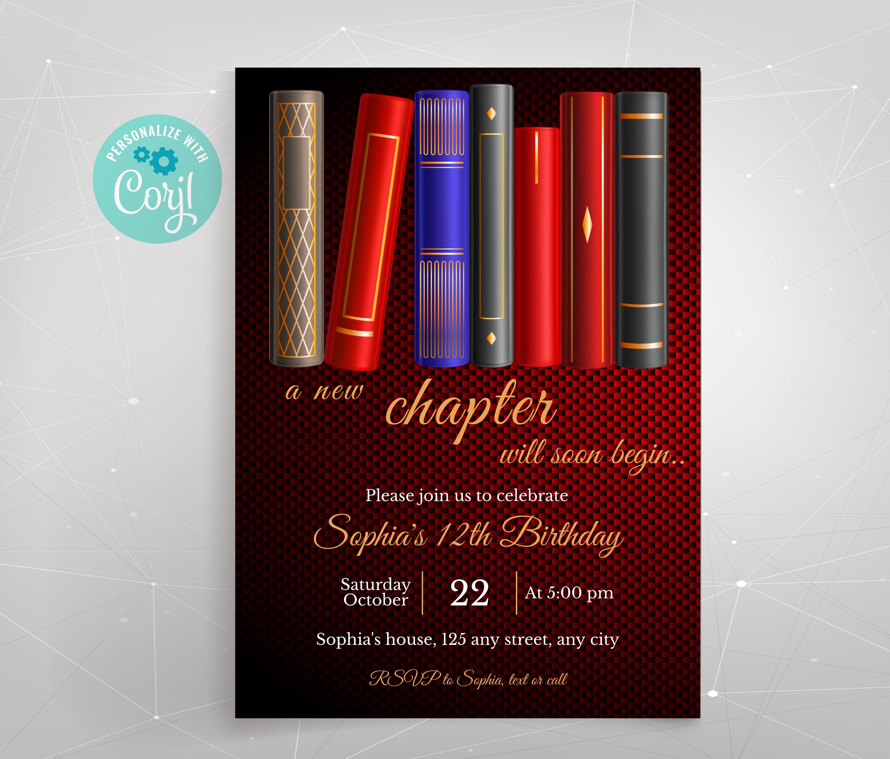 Editable New Chapter Birthday Party Invitation, Electronic Storybook ...