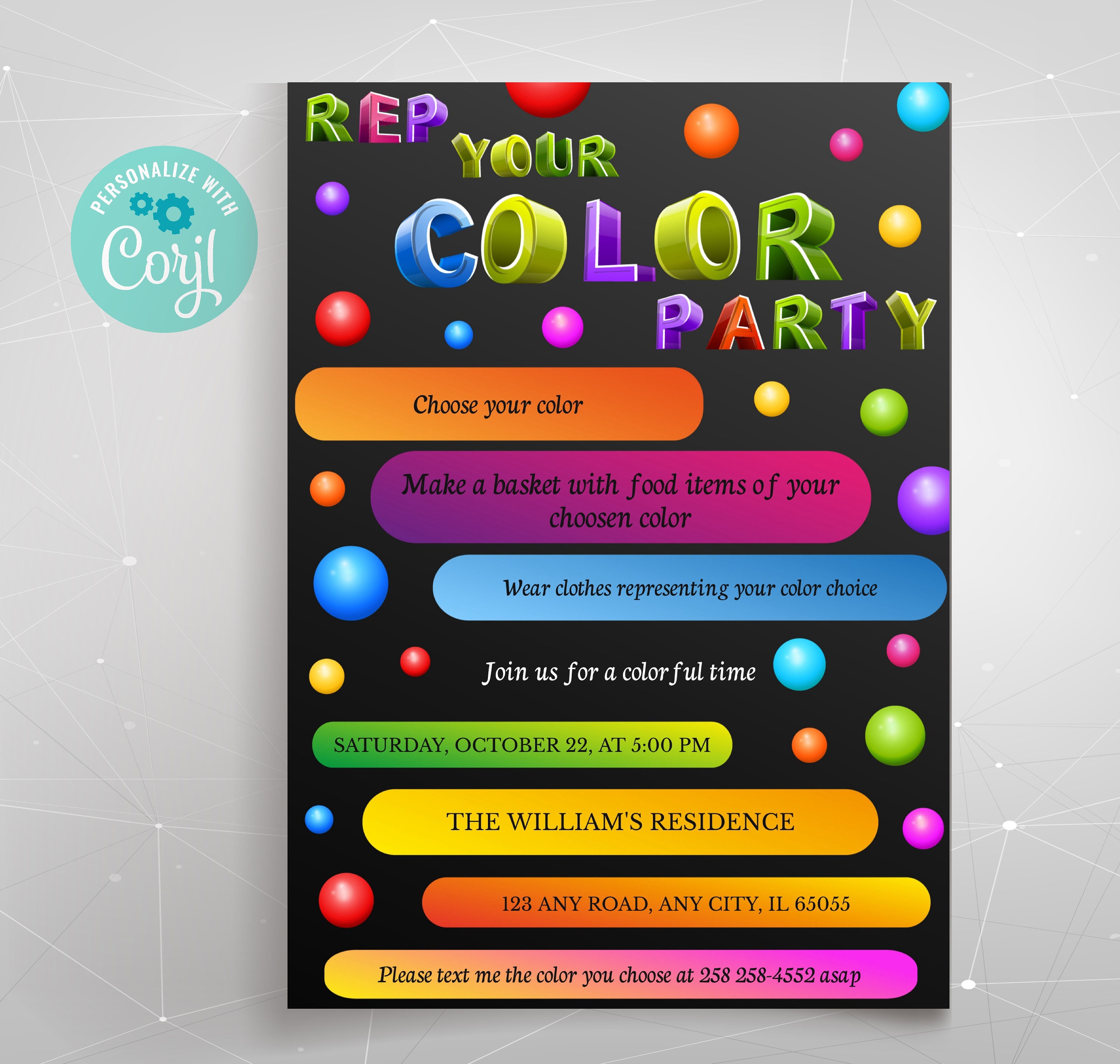 Rep Your Color Invitation, Color Party Invitation, Tiktok Party ...