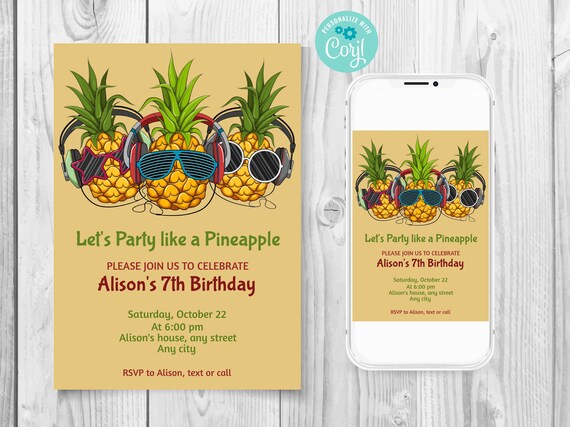 Pineapple Birthday Templates Premium Pineapple Cake In
