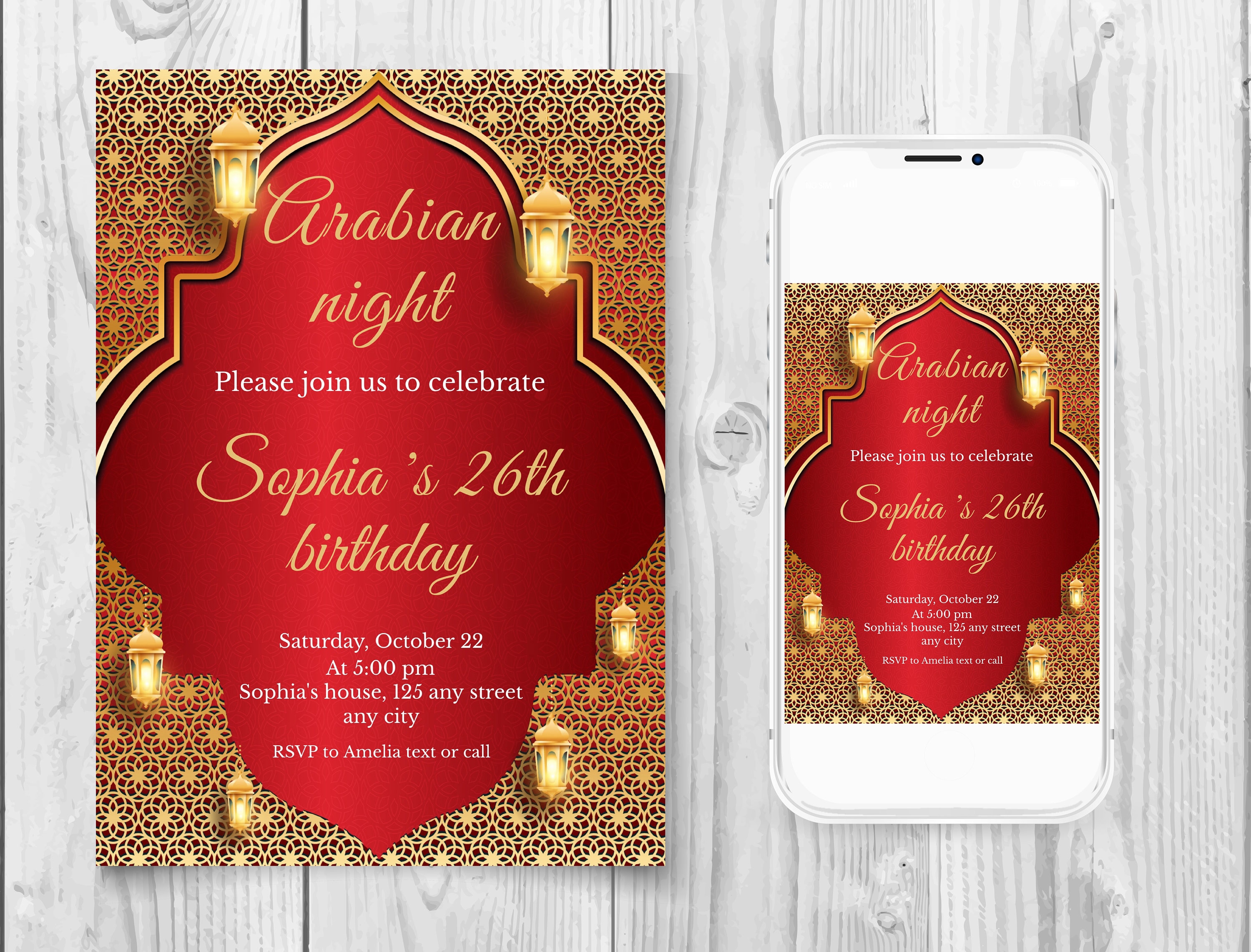 Moroccan Invitation, Arabian Nights Invitation, Moroccan Birthday ...
