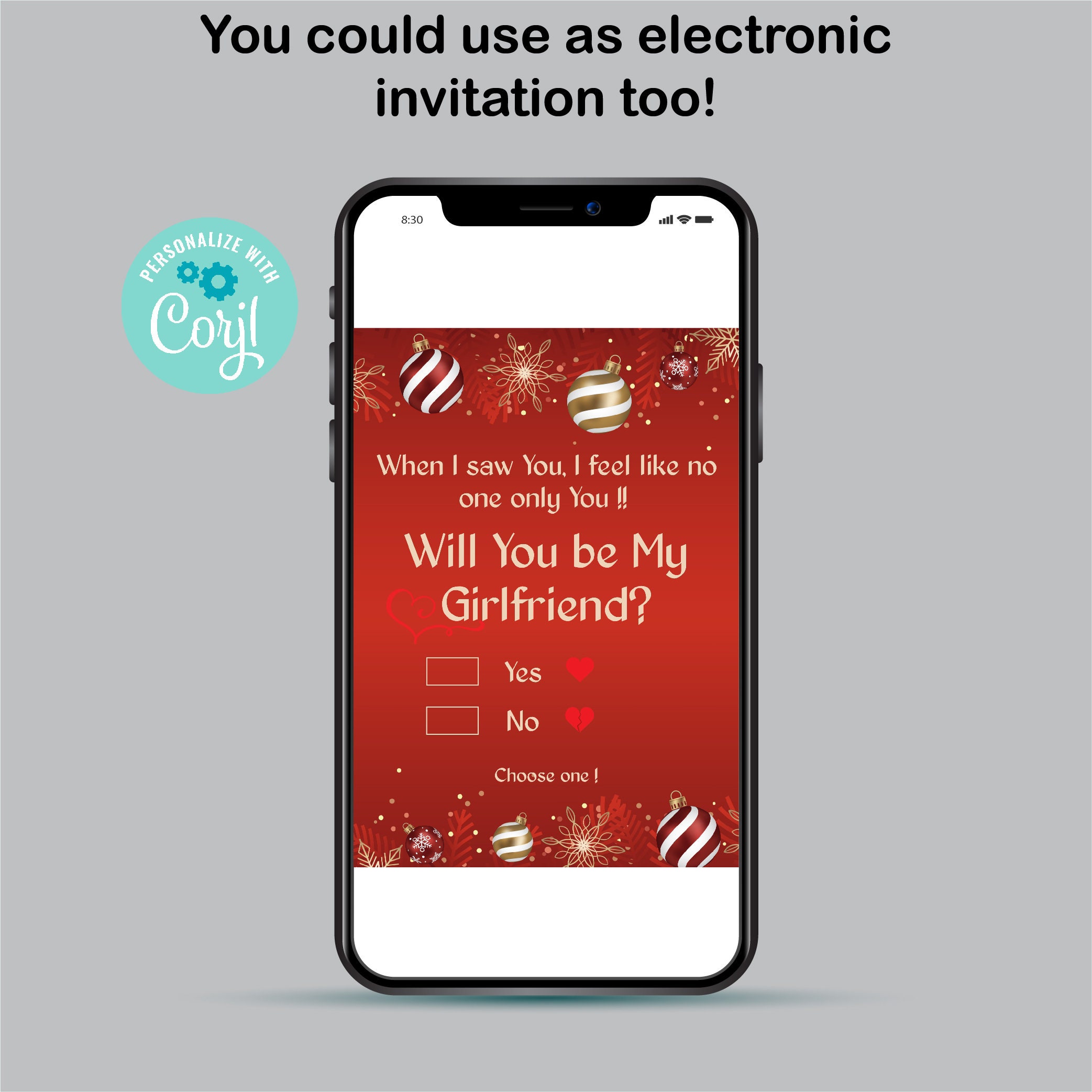 Editable Christmas Girlfriend Proposal Card Template, Will You Be My ...