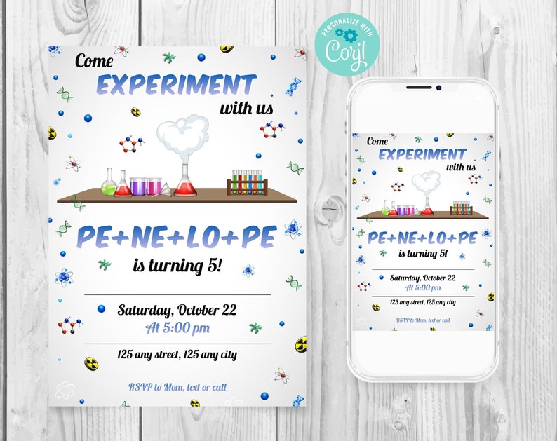 Editable Science Experiment Birthday Party Invitation - Etsy
