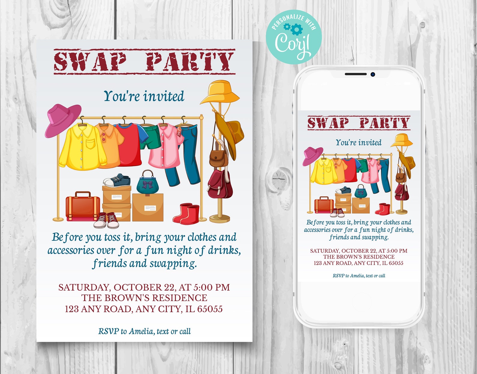 Editable Clothing Swap Party Invitation, Clothing Swap Party Social ...