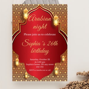 Moroccan Invitation, Arabian Nights Invitation, Moroccan Birthday ...