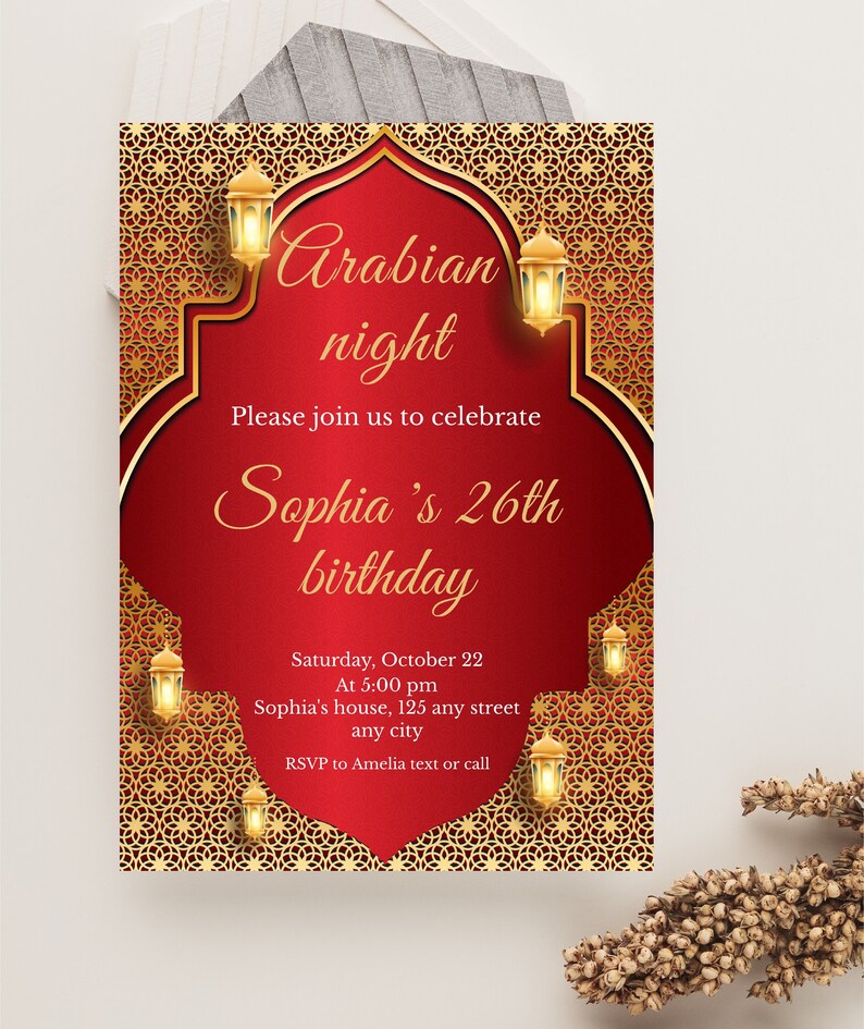 Moroccan Invitation, Arabian Nights Invitation, Moroccan Birthday ...