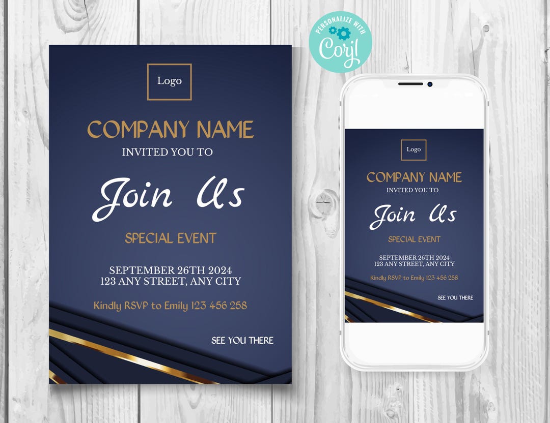 Blue Business Special Event Invitation Template, Company Any Event ...