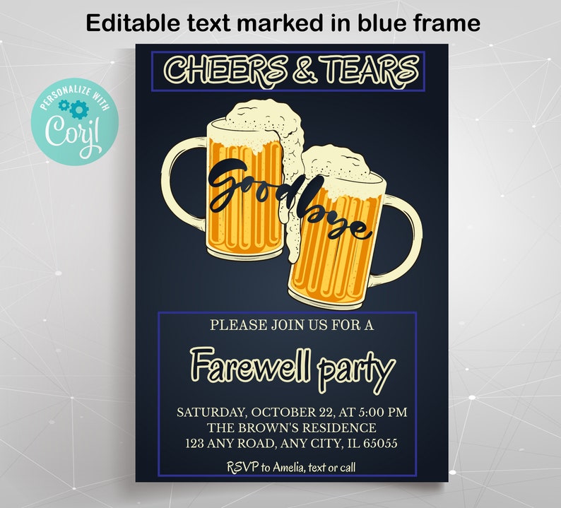 Cheers and Tears Farewell Party Invitation, Modern We're Moving ...