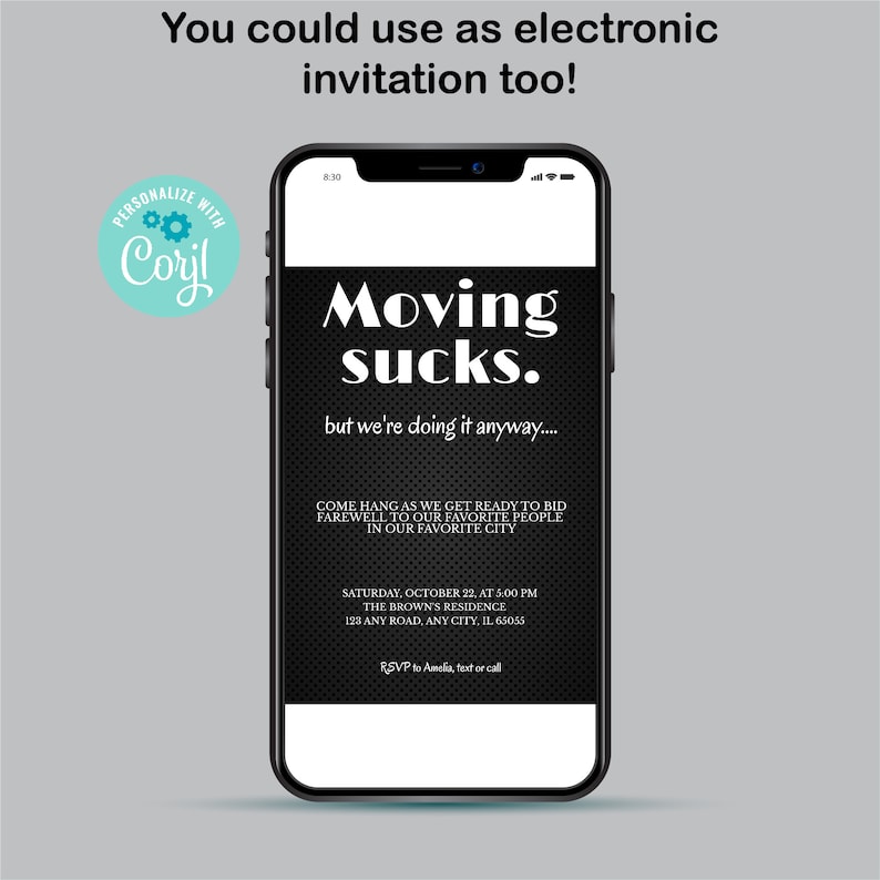 Editable Funny Moving Invitation, Sarcastic Goodbye Party, Going Away ...