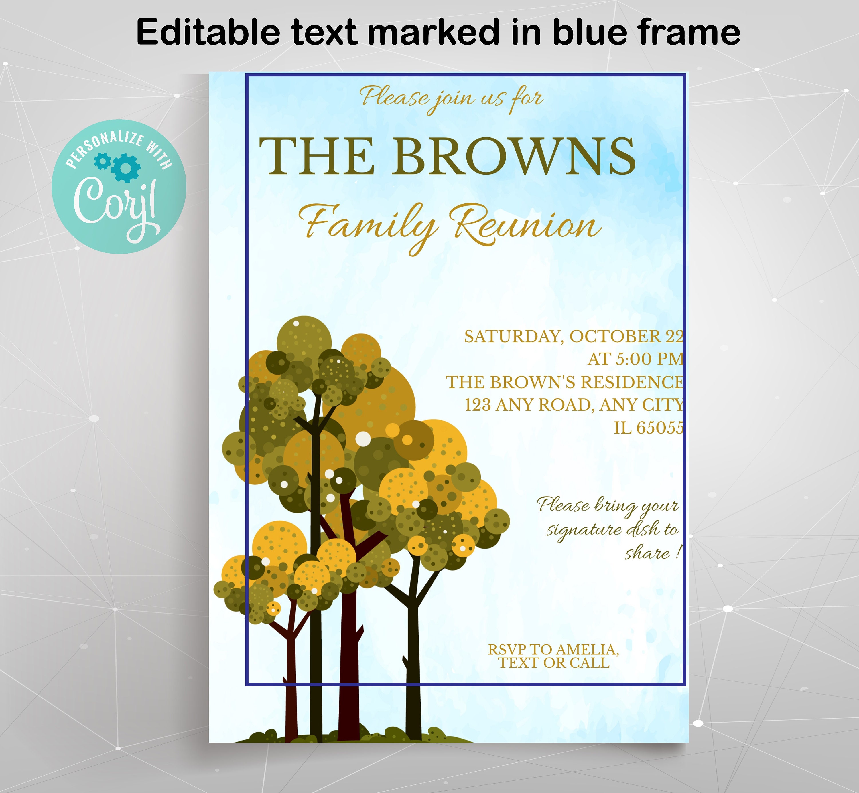 Green Tree Family Reunion Invitation, Family Tree Reunion Invitation ...