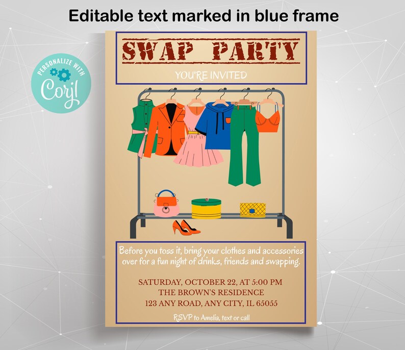 Editable Swap Party Invitation, Clothing Swap Party Social Media Post ...
