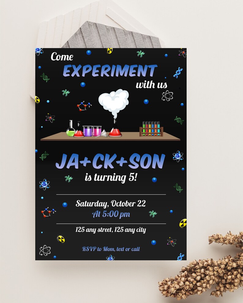 Editable Science Birthday Party Invitation, Kids Science Party Invite ...