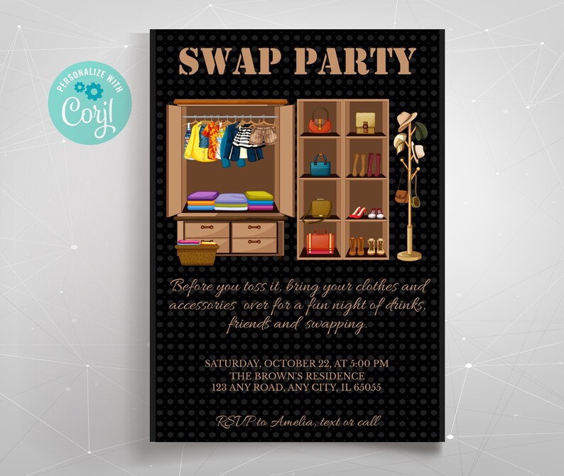 Editable Clothing Swap Party Invitation, Clothing Swap Party Social ...
