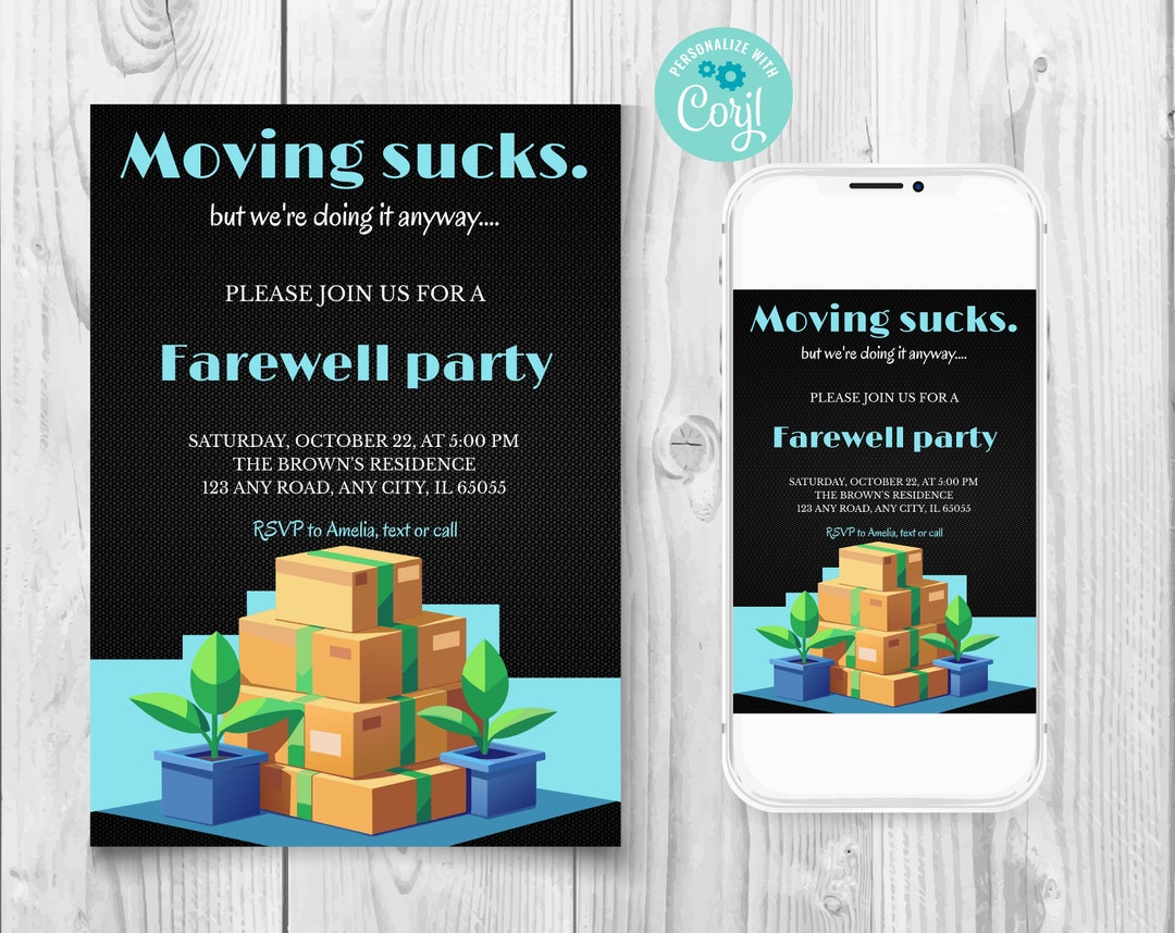 Funny Farewell Party Invitation, We're Moving Invitation, Funny Goodbye Party Invite, Modern ...
