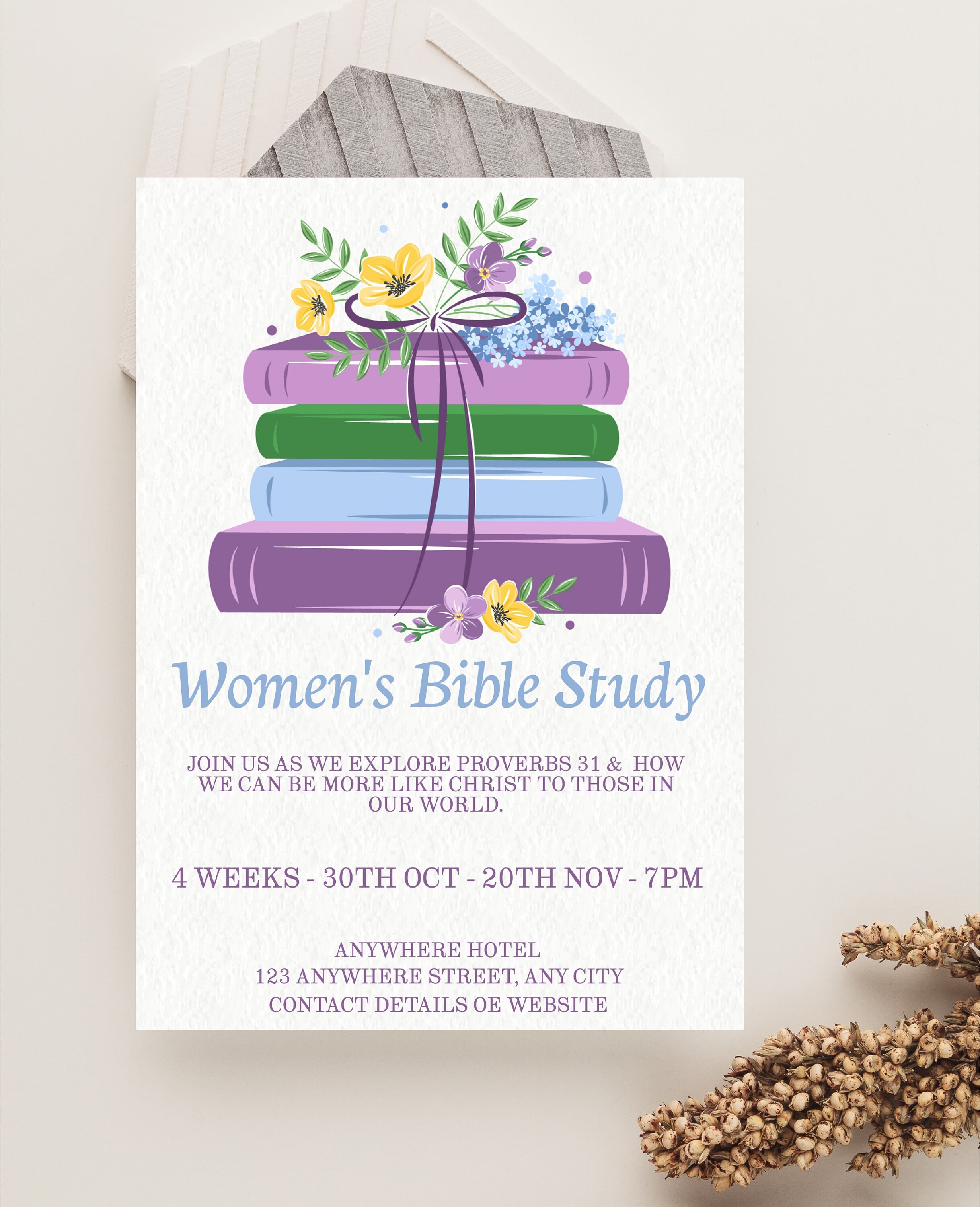 Purple Women’s Bible Study Invitation, Women’s Bible Study Flyer ...