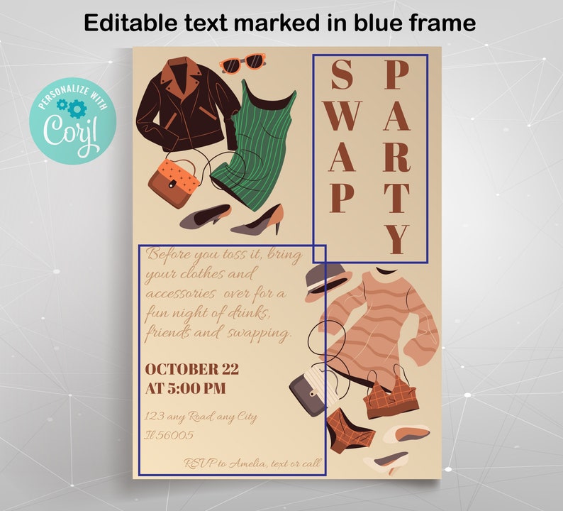 Editable Clothing Swap Party Invitation, Clothing Swap Party Social ...