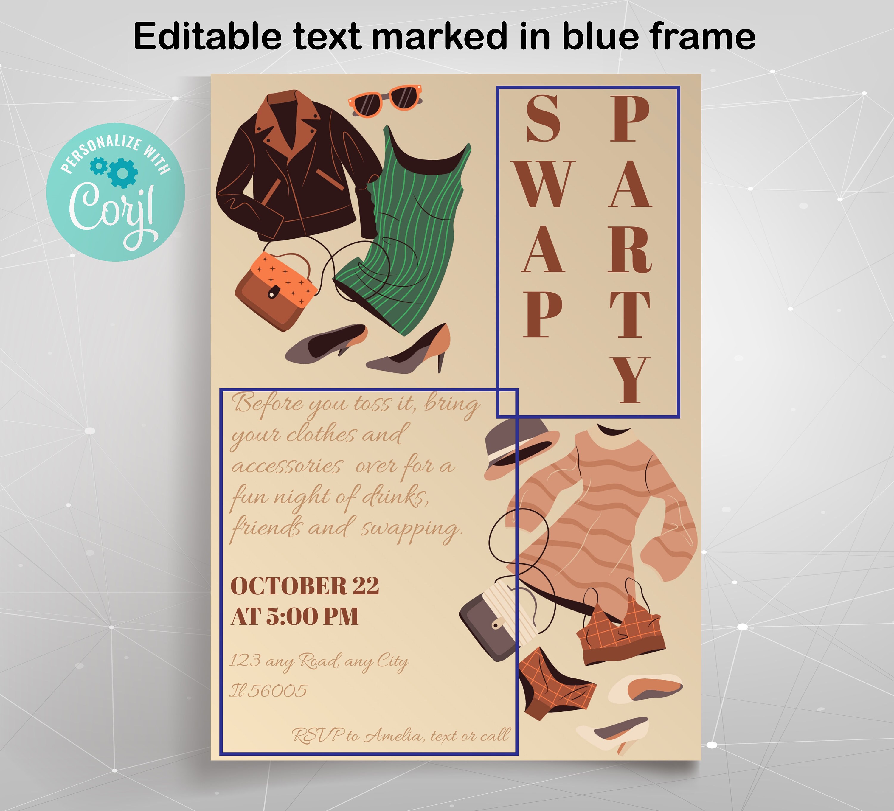 Editable Clothing Swap Party Invitation, Clothing Swap Party Social ...