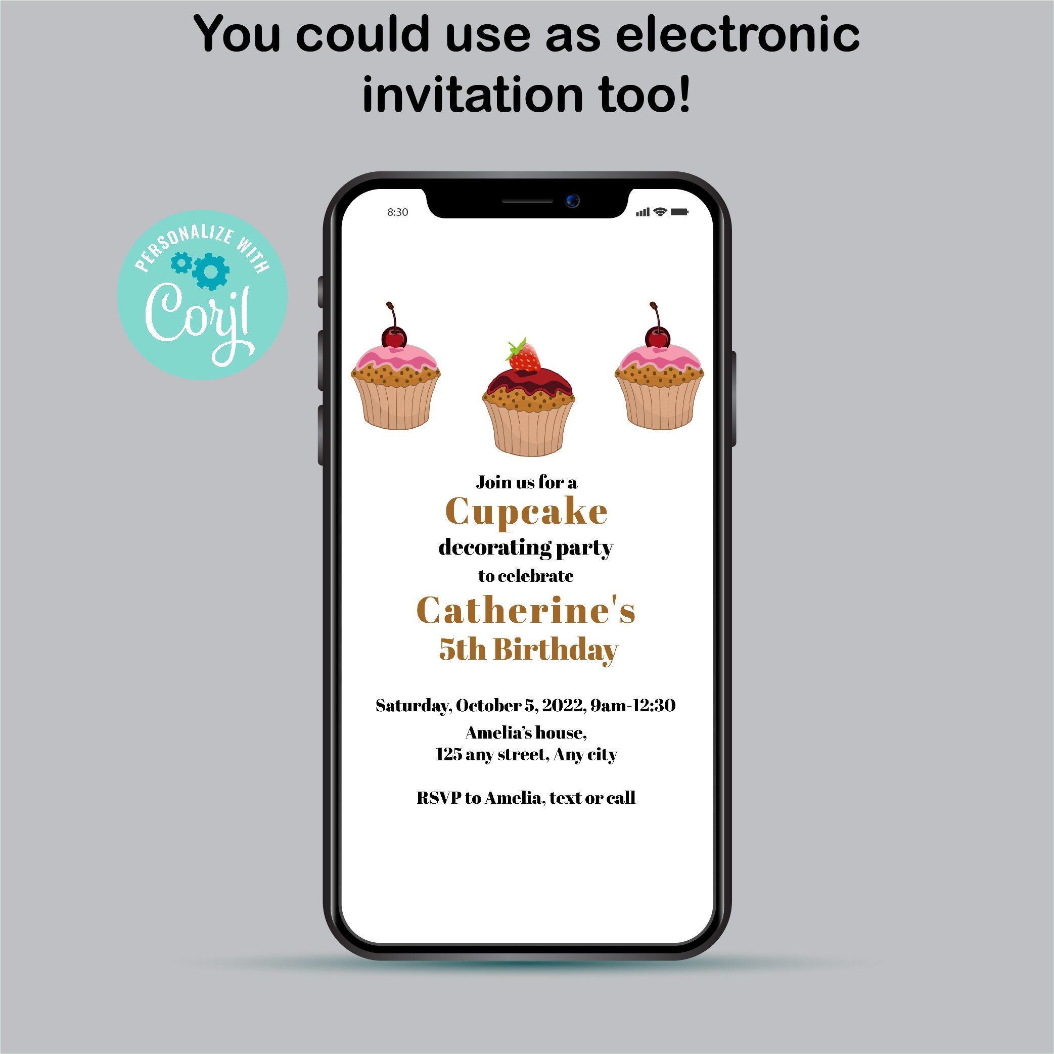 Cupcake Invitation, Cupcake Decorating Birthday Invitation, Baking ...