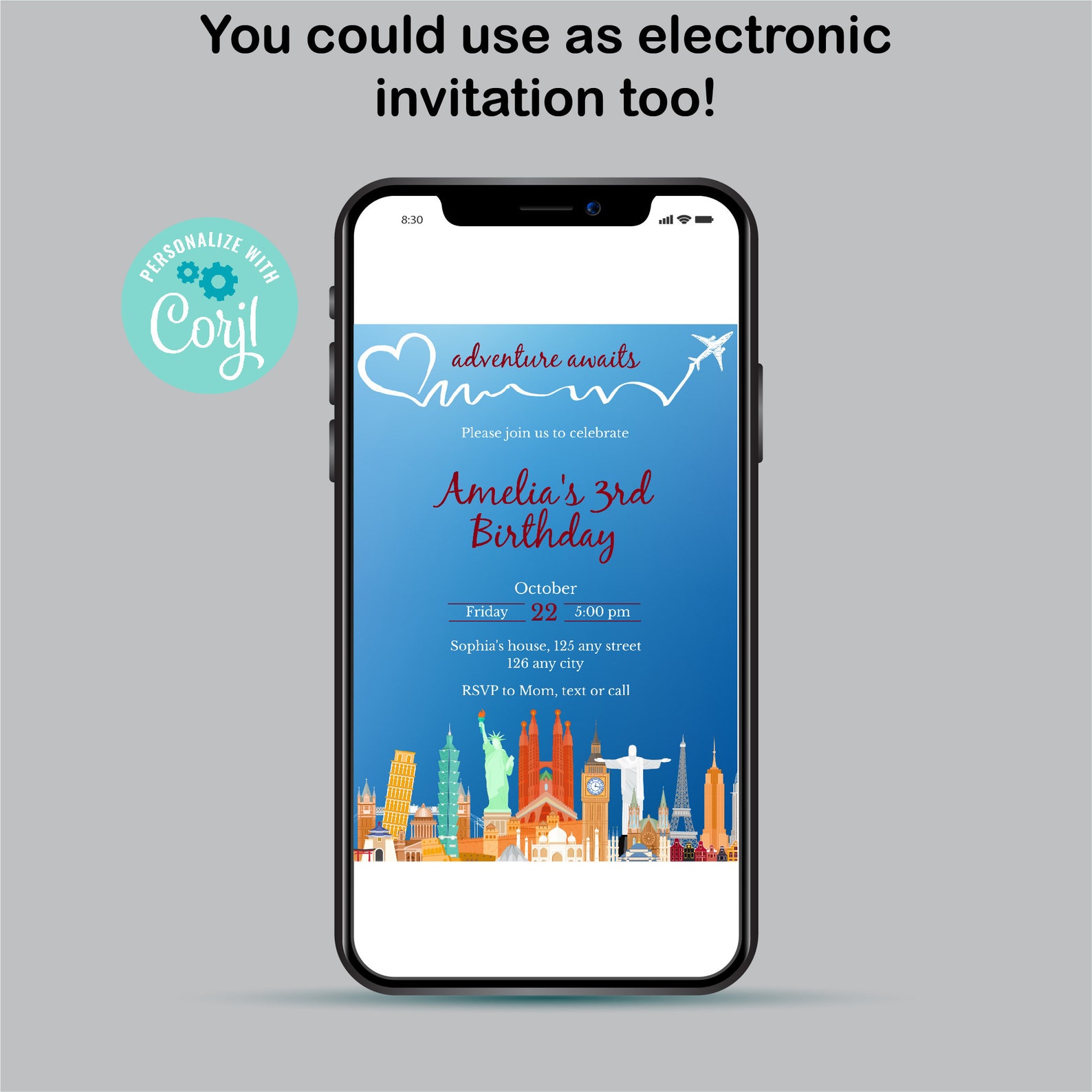 Travel Birthday Invitation, Adventure Awaits Birthday Invitation, World ...