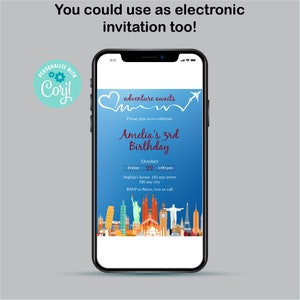 Travel Birthday Invitation, Adventure Awaits Birthday Invitation, World ...