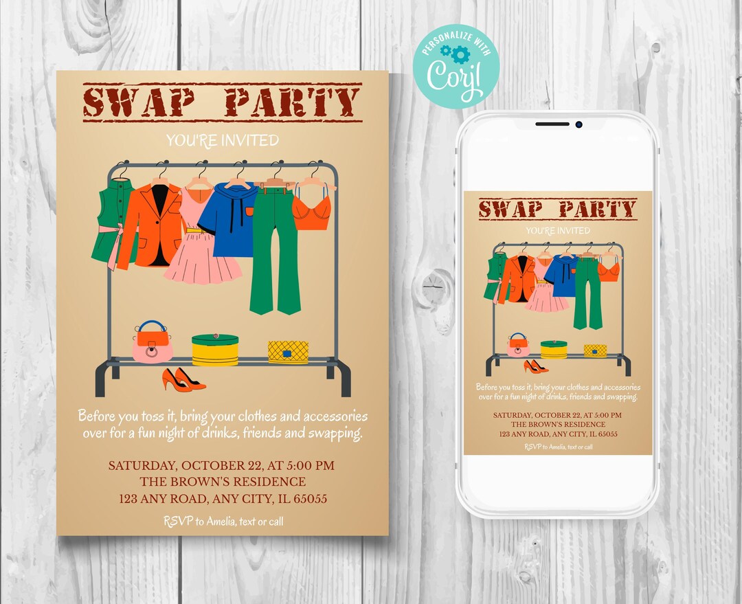 Editable Swap Party Invitation, Clothing Swap Party Social Media Post ...