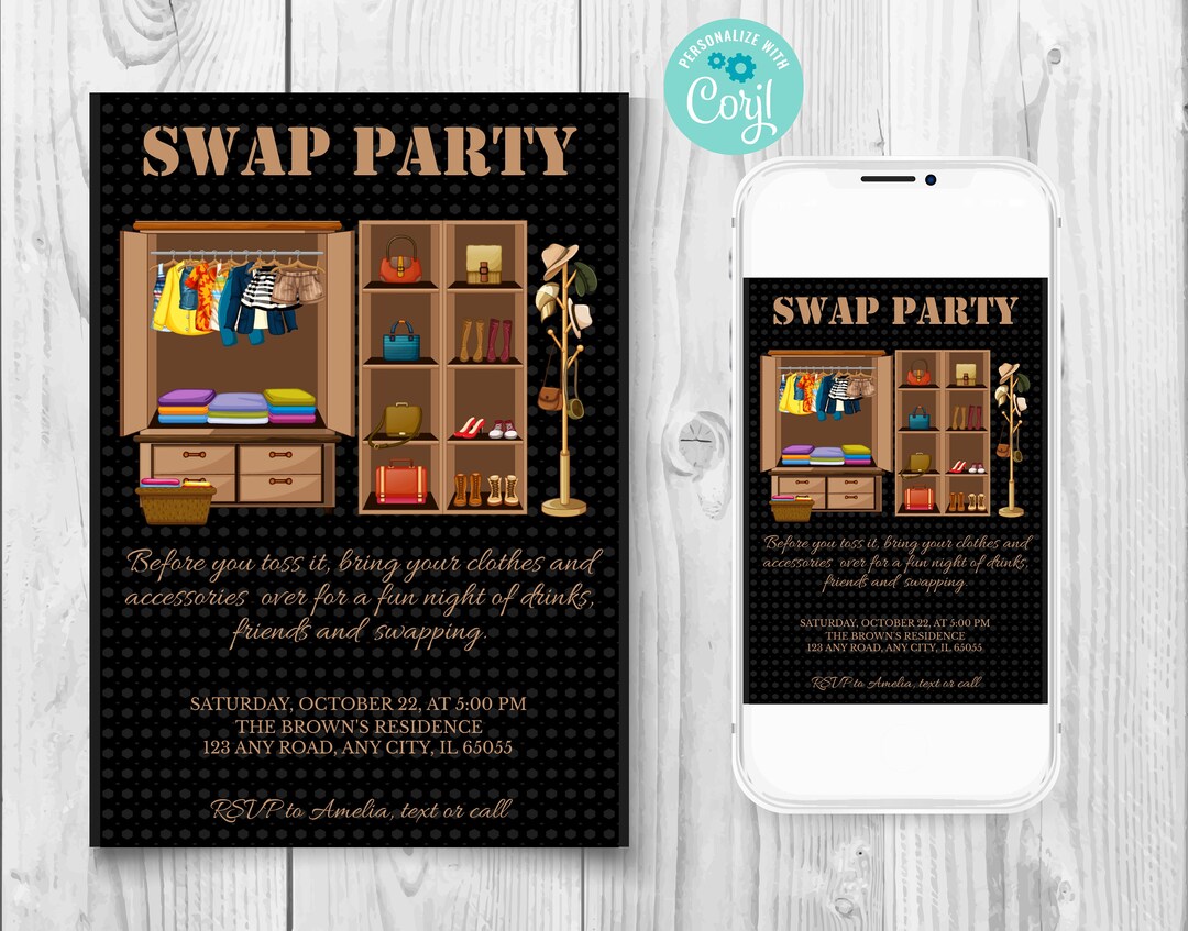 Editable Clothing Swap Party Invitation, Clothing Swap Party Social ...