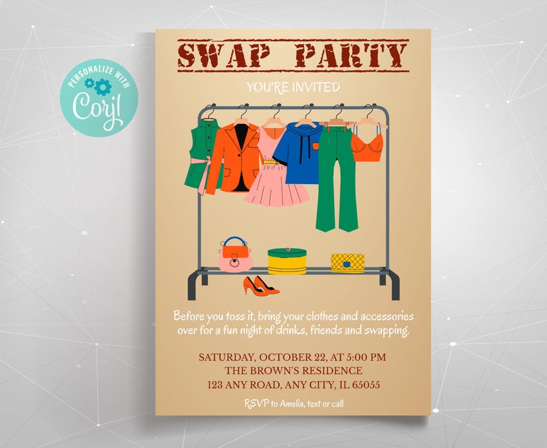 Editable Swap Party Invitation, Clothing Swap Party Social Media Post ...