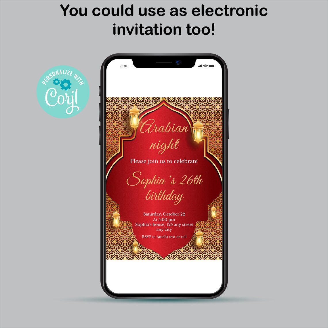 Moroccan Invitation, Arabian Nights Invitation, Moroccan Birthday ...