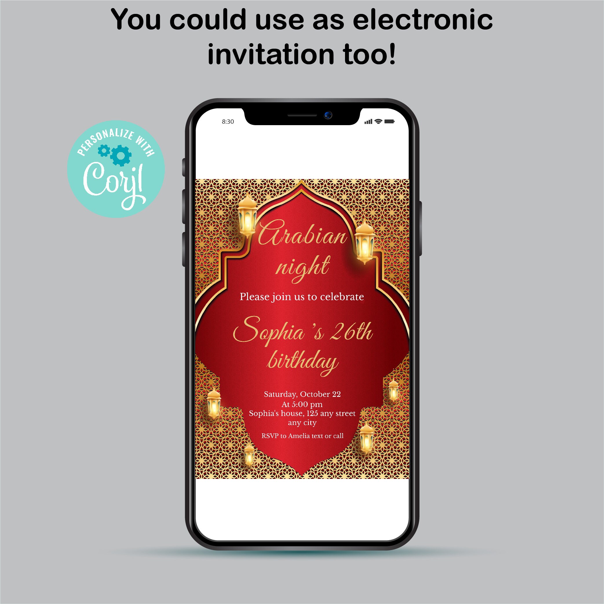 Moroccan Invitation, Arabian Nights Invitation, Moroccan Birthday ...