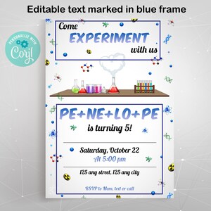 Editable Science Experiment Birthday Party Invitation, Electronic Black ...