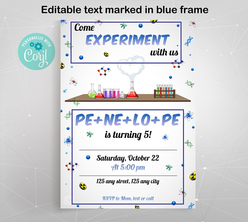 Editable Science Experiment Birthday Party Invitation - Etsy
