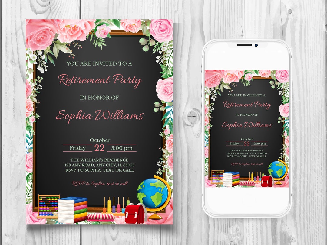 Digital Teacher Retirement Party Invitation, Principal Retirement ...