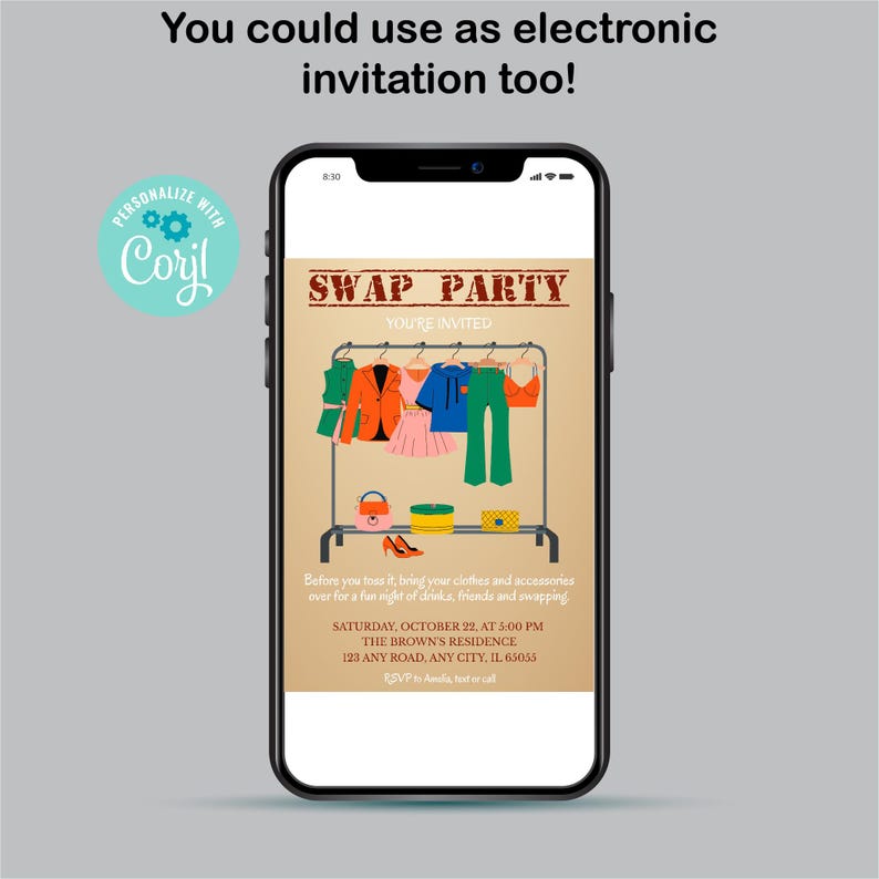 Editable Swap Party Invitation, Clothing Swap Party Social Media Post ...