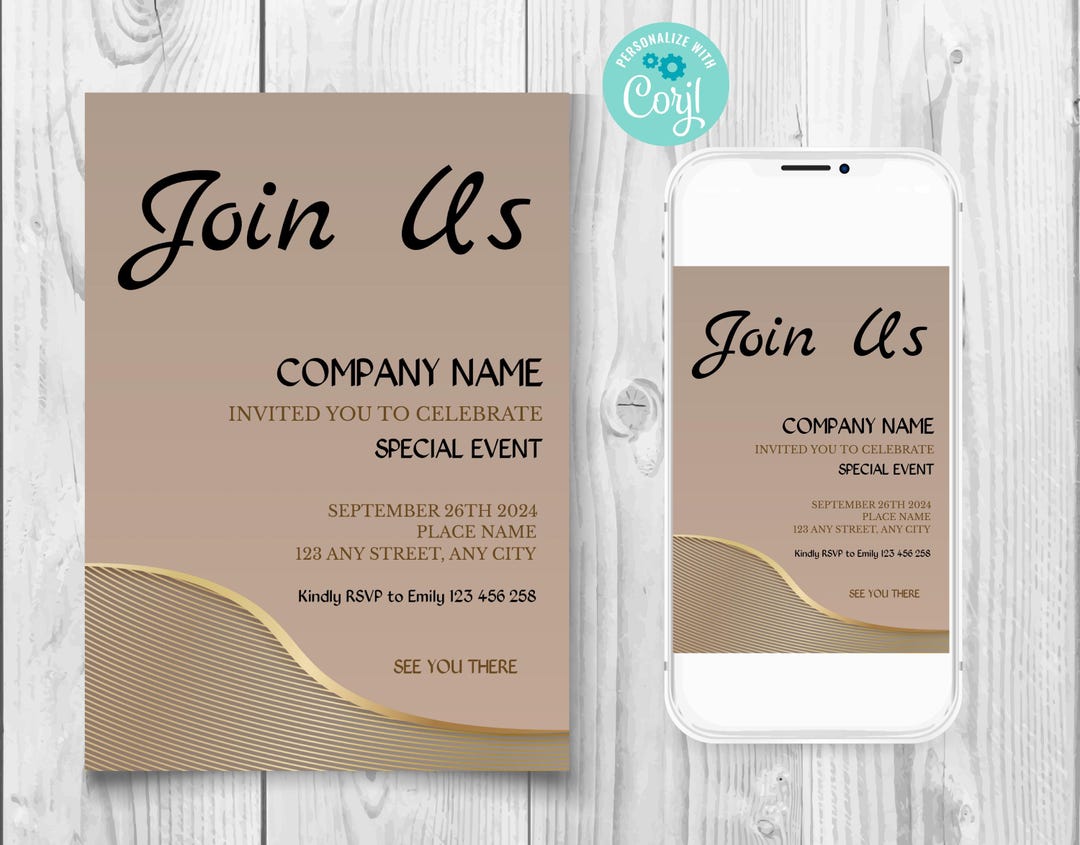 Beige Business Special Event Invitation Template, Company Any Event ...
