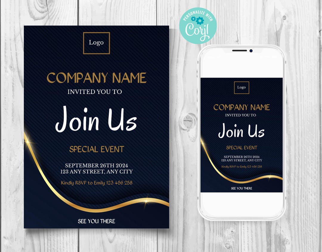 Blue Business Special Event Invitation Template, Company Any Event ...