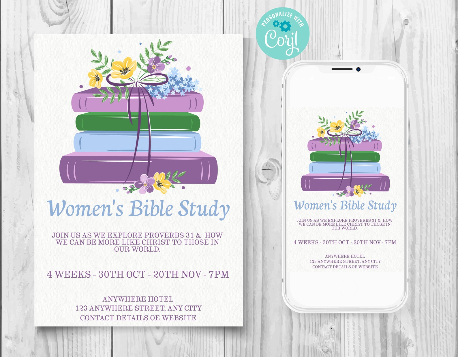 Purple Women’s Bible Study Invitation, Women’s Bible Study Flyer ...