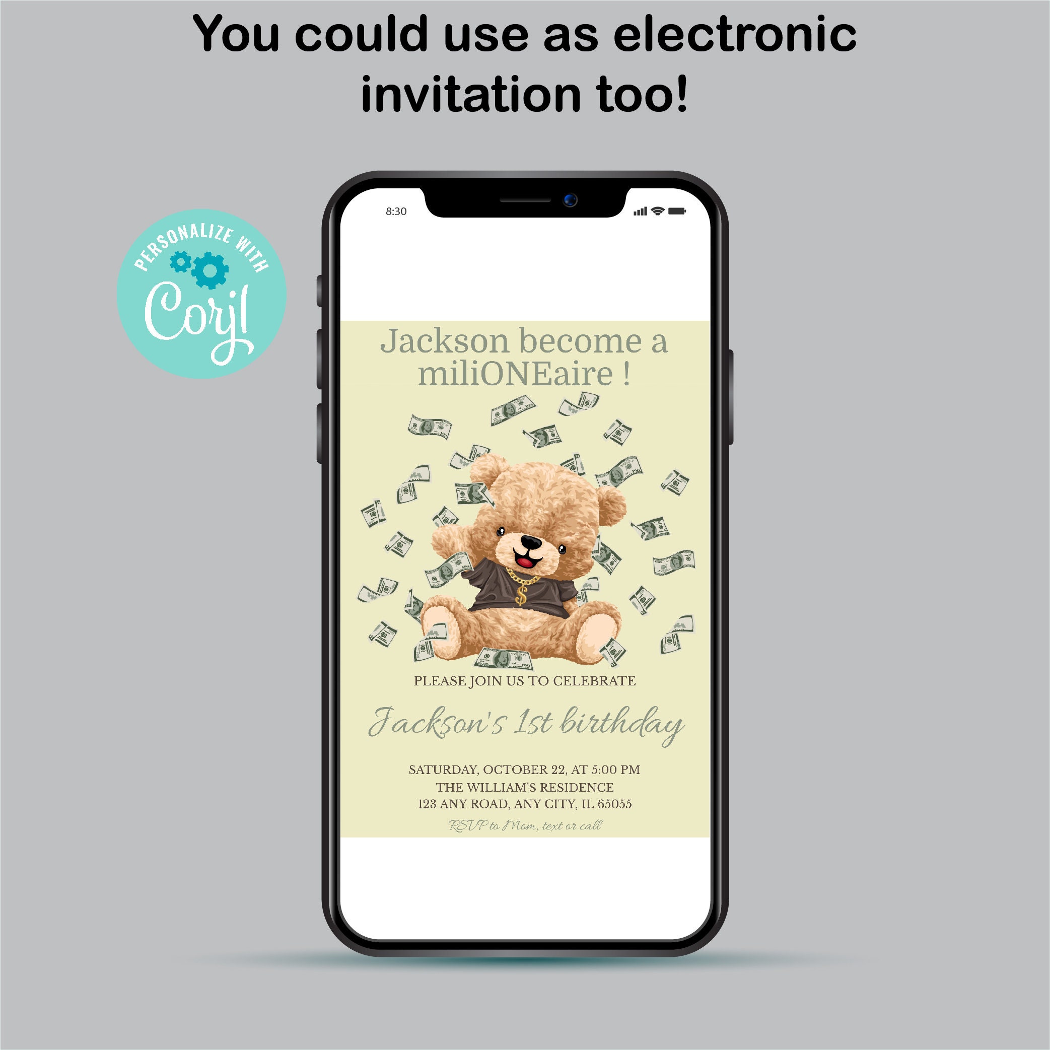 Money Themed Birthday Party Invitation, Dollars Birthday Invite, Cash ...