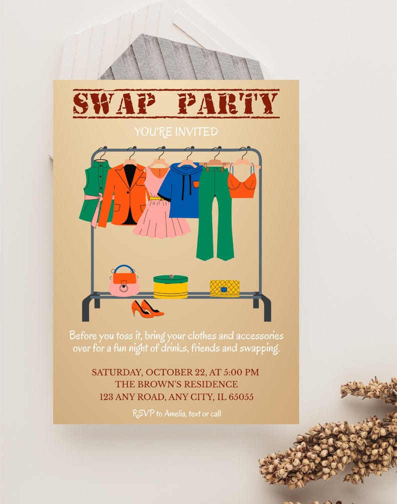 Editable Swap Party Invitation, Clothing Swap Party Social Media Post ...