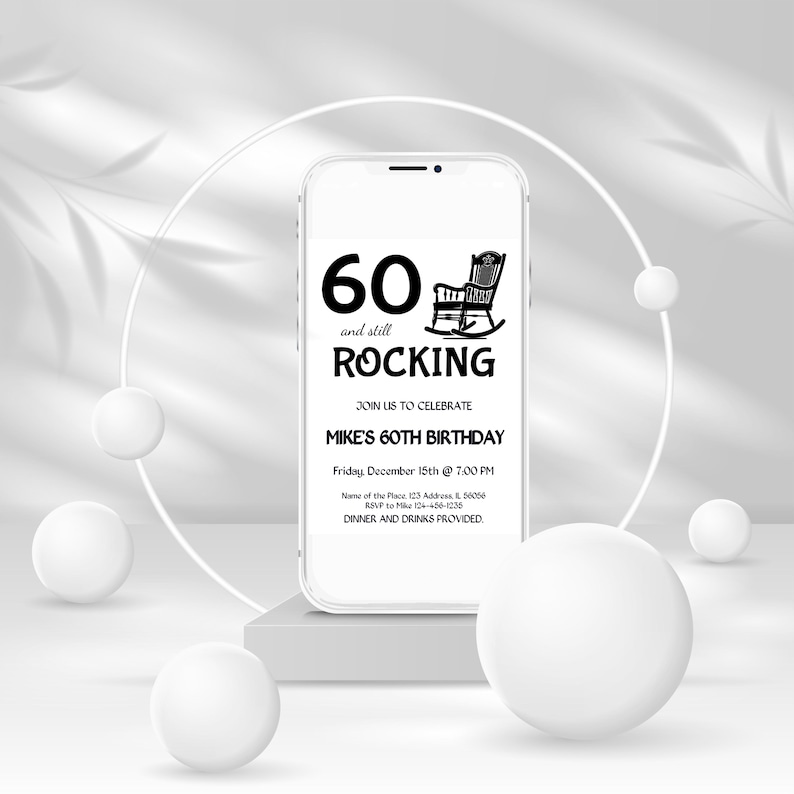 60th and Still Rocking Birthday Invitation, Funny Rocking Chair ...